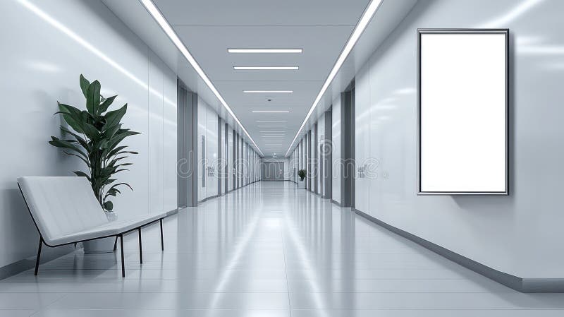 Modern Hallway Featuring Blank White Picture Frame, Sleek Design, and ...