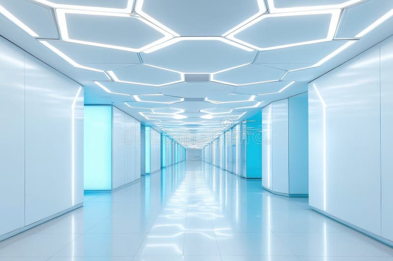 Modern Hallway Featuring Innovative Lighting Design in a Futuristic ...