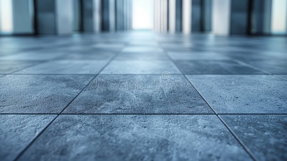 Modern Hallway Floor with Tiled Surface, Perspective View. Stock Image ...