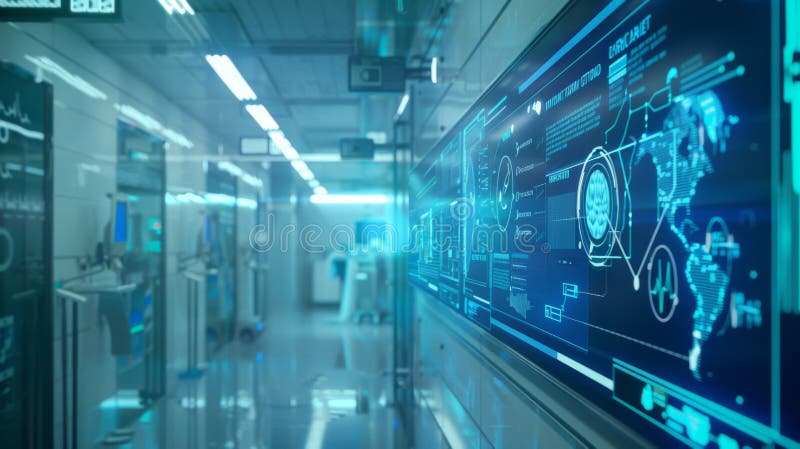 Modern Hallway with Large Screen Stock Photo - Image of wall ...