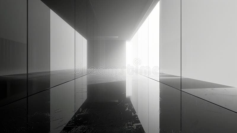 Modern Hallway with Light Reflection Stock Illustration - Illustration ...