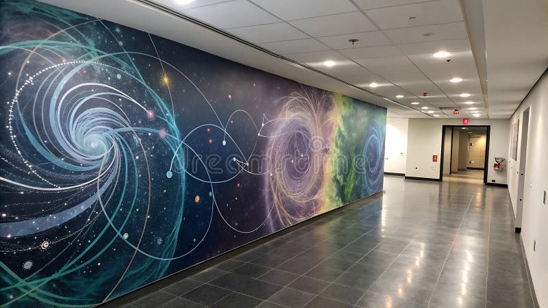 Modern Hallway with Spiral Wall Art, Stock Photo, Generative AI Stock ...