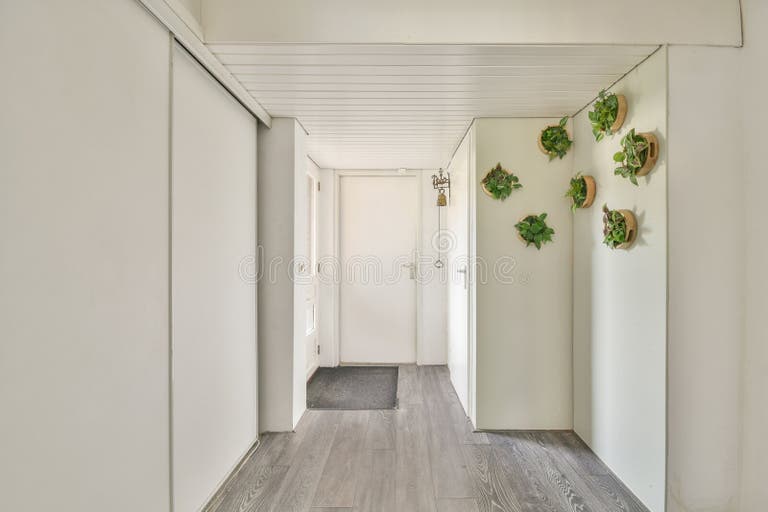 Modern Hallway with Vertical Garden Stock Image - Image of greenery ...