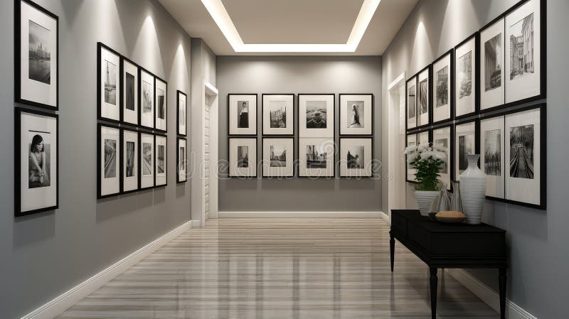 Modern hallway wall stock illustration. Illustration of black - 370466331