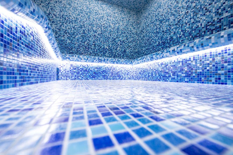 Modern Hammam with a Swimming Pool Tiled with a Light Stock Image ...