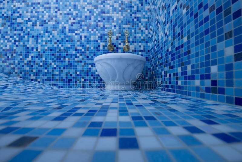 Modern Hammam with a Swimming Pool Tiled with a Light Stock Image ...