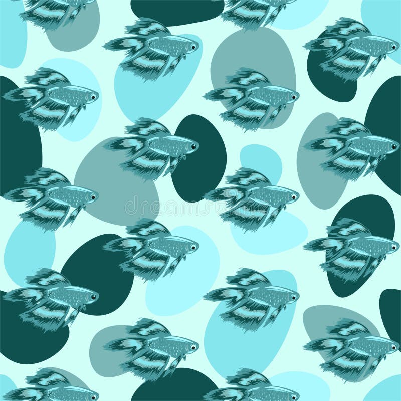 Modern Hand Draw Fish Cartoon Vector Pattern Seamless Stock ...