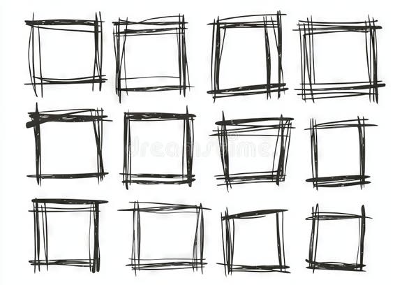 A Modern Hand-drawn Sketch Frame. a Simple Doodle of a Rectangular ...