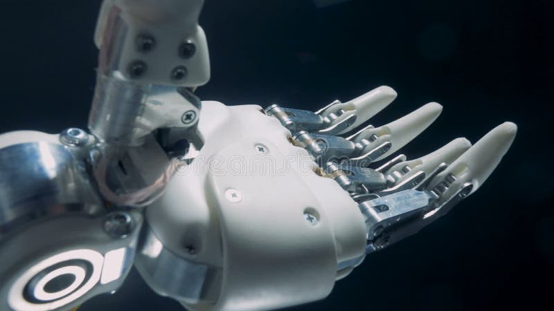 Modern Hand Prosthesis Bending Fingers Automatically. Stock Footage ...