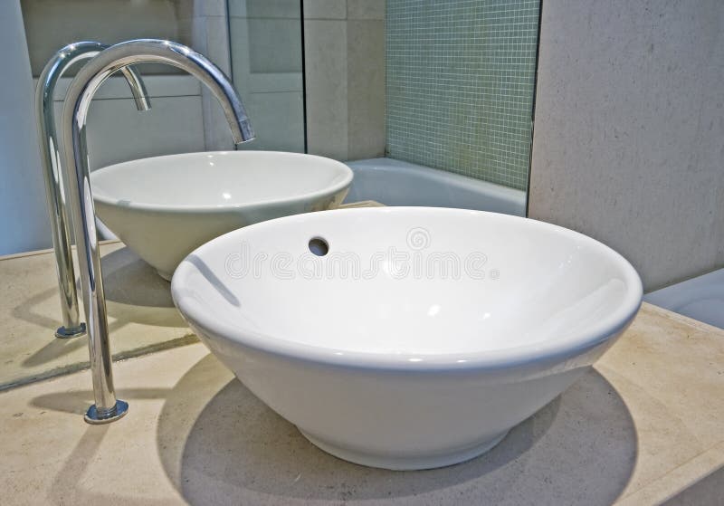 Modern hand wash basin stock image. Image of design, mixer - 14029403