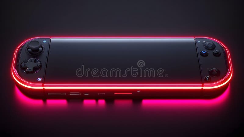 Neon Gaming Handheld stock illustration. Illustration of gameplay ...
