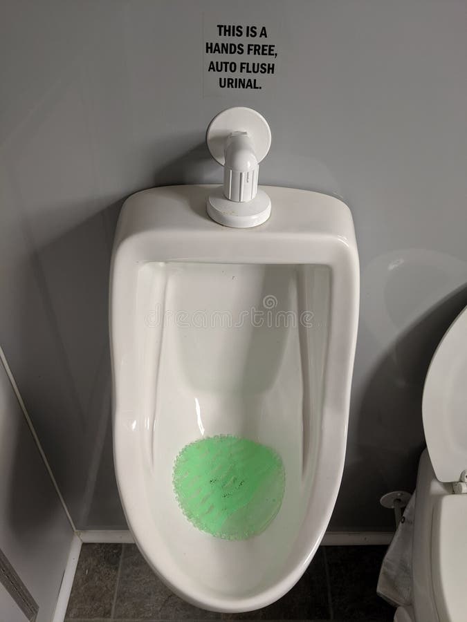 Modern Hands-Free Auto Flush Urinal in a Restroom Stock Photo - Image ...