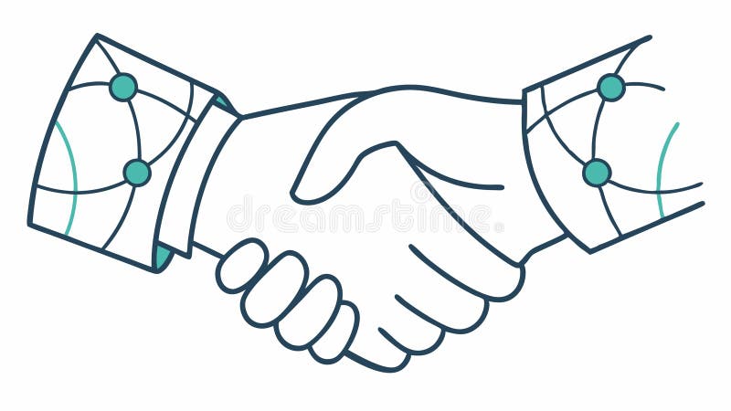 Modern Handshake with Integrated Tech Elements, Vector Design ...