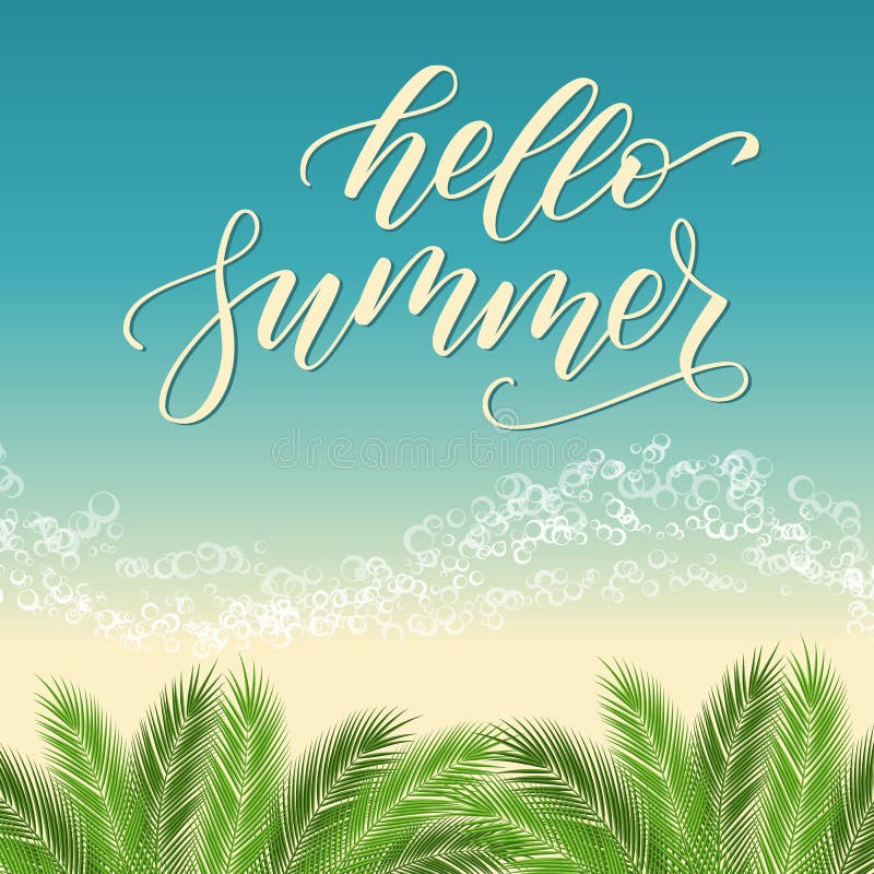 Modern Handwritten Brush Calligraphy Hello Summer Stock Vector ...