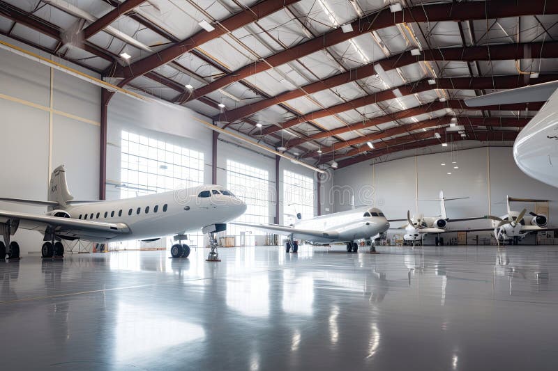 Modern Hangar with Sleek, High-tech Planes and Equipment Stock ...
