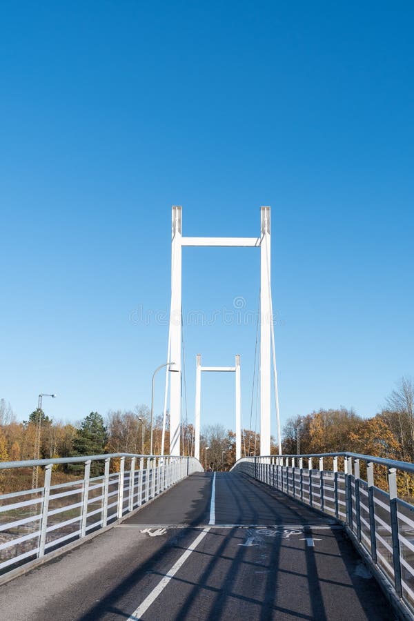 Modern hanging footbridge stock photo. Image of kalmar - 103812374