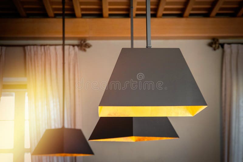 Modern Hanging Lamps in a Classic Cozy Interior Stock Image - Image of ...