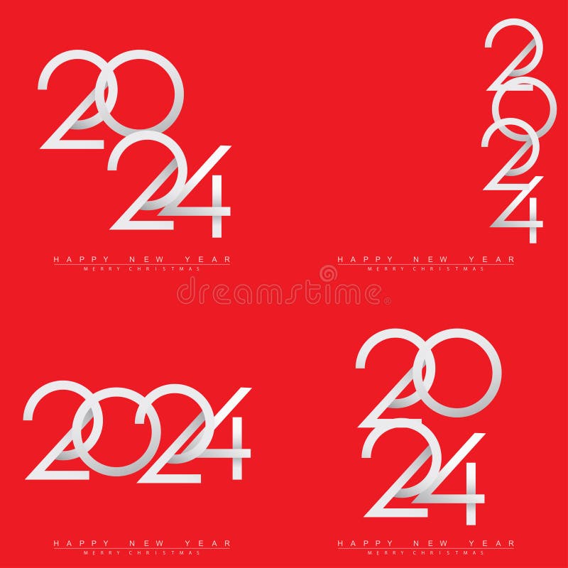 Modern Happy New Year 2024 Design Set. Greeting Concept for 2024 New ...