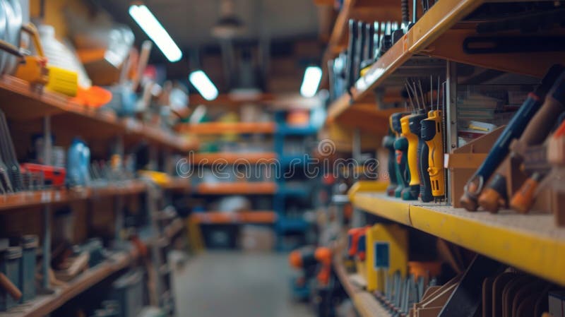 Modern Hardware Shop Interior with Abstract Unfocused Background Stock ...
