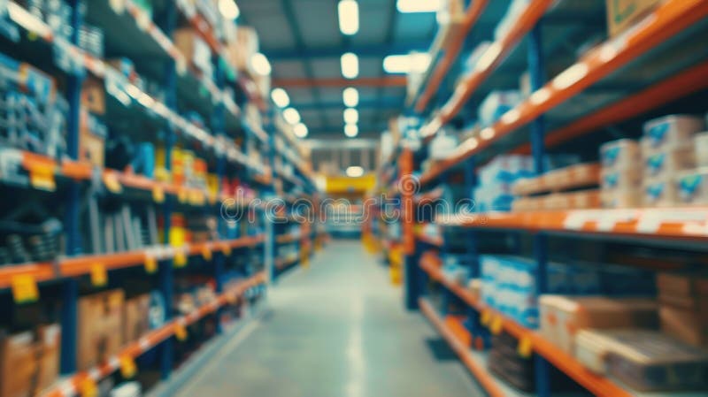Modern Hardware Shop Interior with Abstract Unfocused Background Stock ...