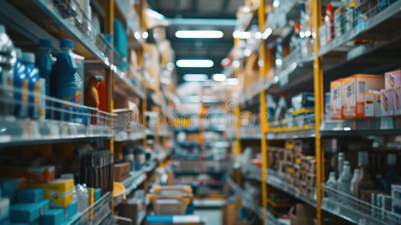 Modern Hardware Shop Interior with Abstract Unfocused Background Stock ...