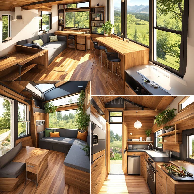 Modern Harmony: Inside the Tiny House Haven Stock Illustration - Illustration of comfortable ...