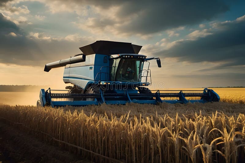 A Modern Harvest Machine in a Farm Stock Image - Image of tractor ...