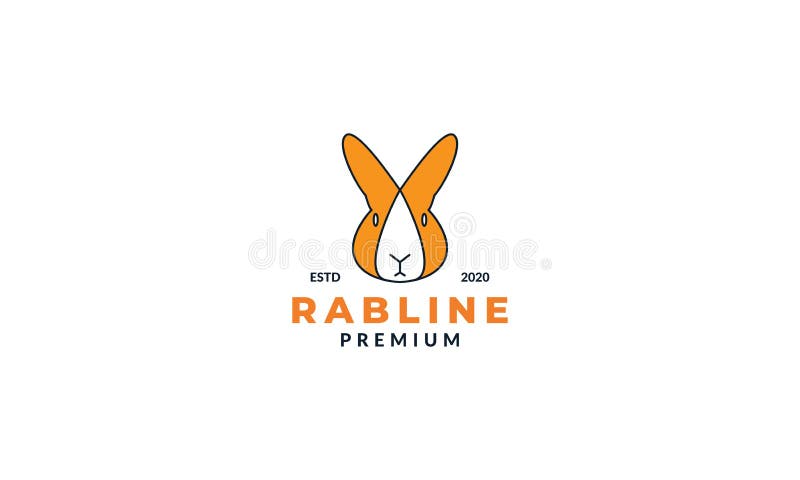 Modern Head Face Rabbit Cute Logo Design Line Stock Vector ...