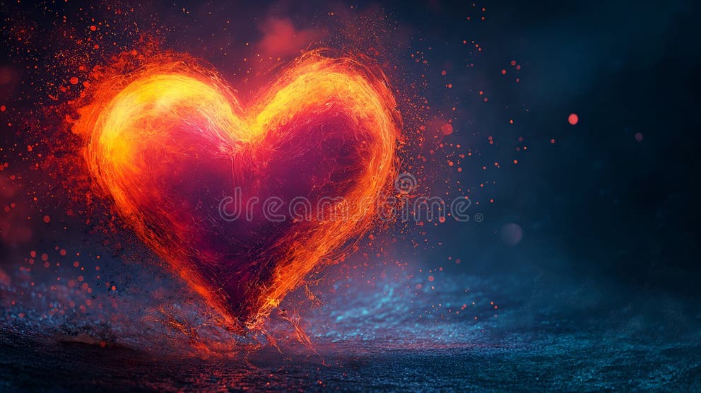 Modern Heart Design Featuring Scattered Radiating Dashed Lines in ...