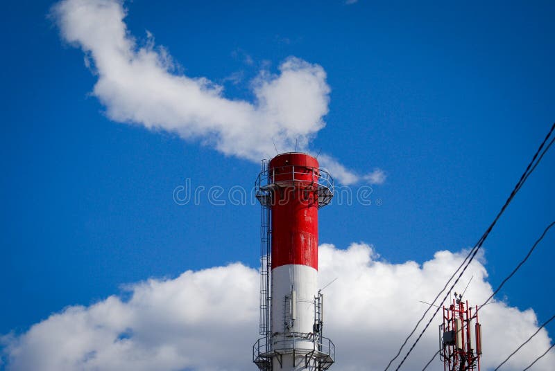 Modern heating chimney stock image. Image of clouds - 102295553