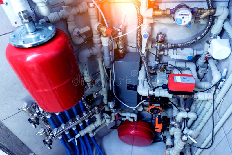 Modern Heating System in Boiler Room. Automatic Control Unit Editorial ...