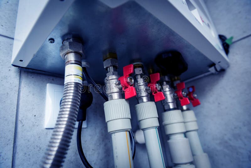 Modern Heating System in Boiler Room. Automatic Control Unit Stock ...