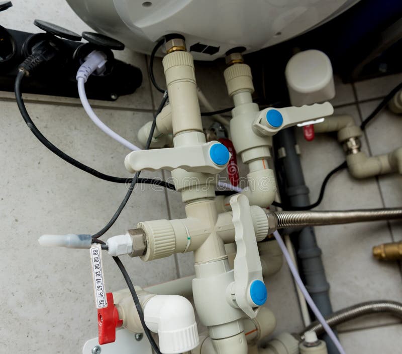 Modern Heating System in Boiler Room. Automatic Control Unit. Stock ...