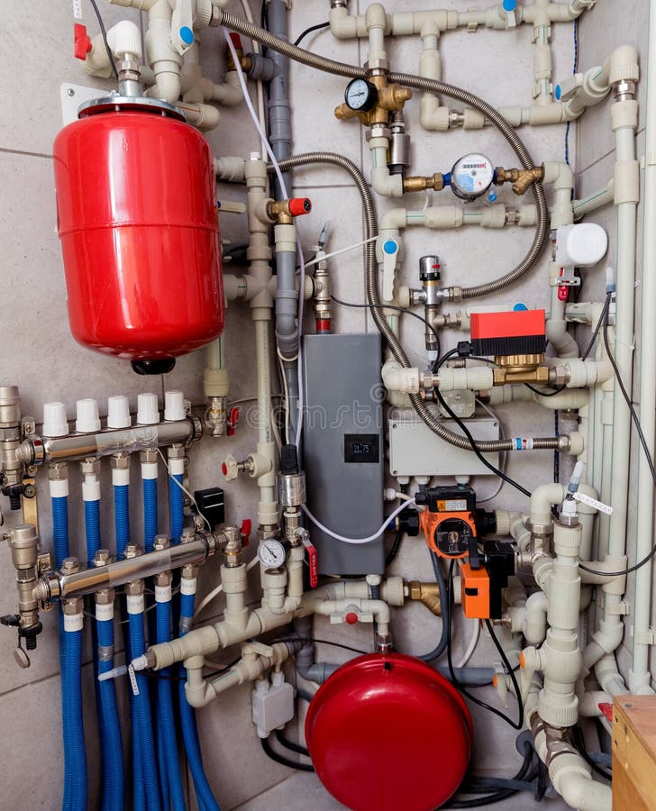 Modern Heating System in Boiler Room. Automatic Control Unit Stock ...