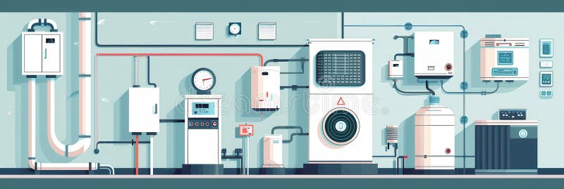 Modern Heating System Installation with Gas Boiler and Electric ...