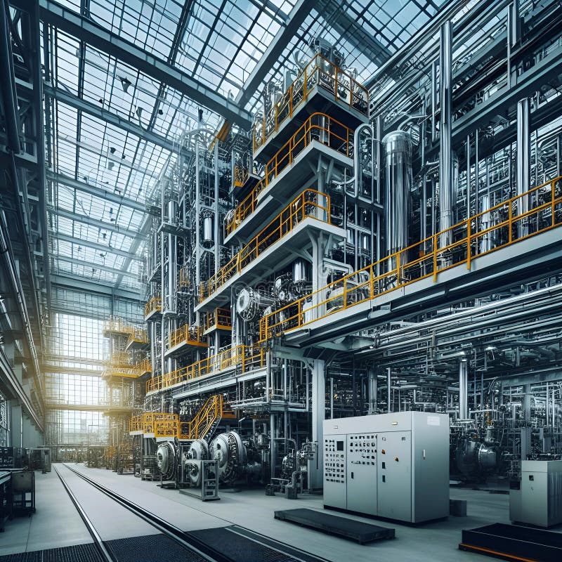 A Modern Heavy Production Factory Stock Illustration - Illustration of ...