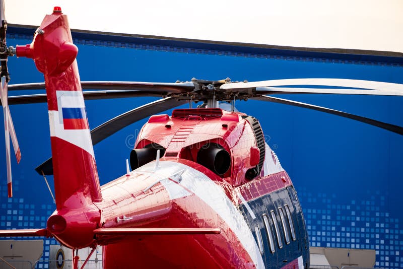 Modern helicopter close up stock image. Image of blue - 170752435