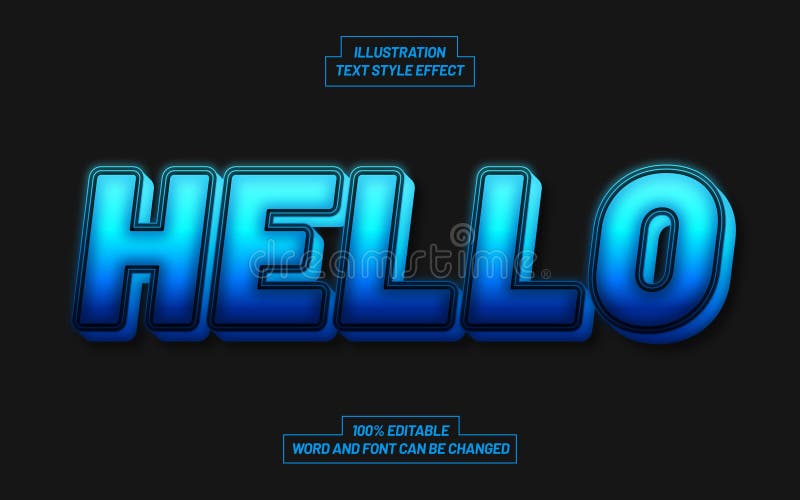 Modern Hello Blue Text Style Effect Stock Vector - Illustration of ...