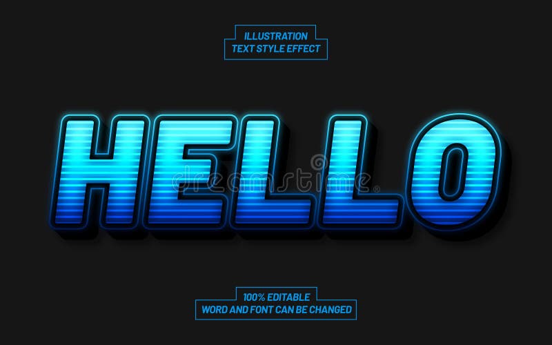 Modern Hello Stripped Blue Light Text Style Effect Stock Vector ...
