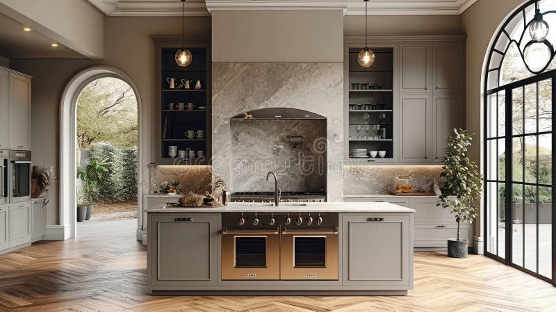 Modern Heritage Kitchen Concept Stock Illustration - Illustration of ...