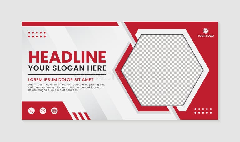 Modern Hexagon Abstract Banner Design Template Red and White Background ...