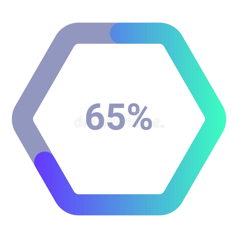 Hexagon Infographic Showing 65 Percent Completion Stock Vector ...