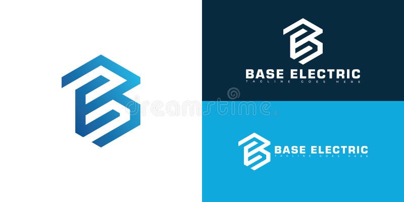 Modern Hexagon Initial Vector Letter BE or EB Logo in Blue Color ...