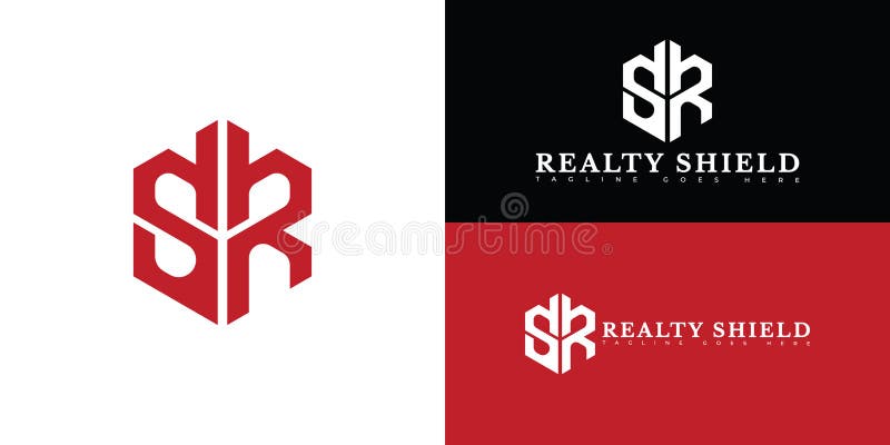 Modern Hexagon Initial Vector Letter SR or RS Logo in Red Color ...