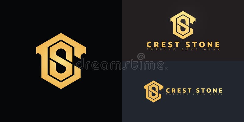 Modern Hexagon Vector Initial Letter CS or SC Logo in Gold Color ...