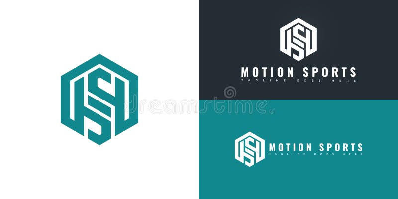Modern Hexagon Vector Initial Letter MS or SM Logo in Green Color ...