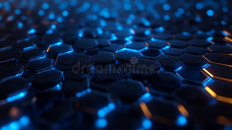 Modern Hexagonal Titanium Plate in Dark Color with Blue Lines Stock ...