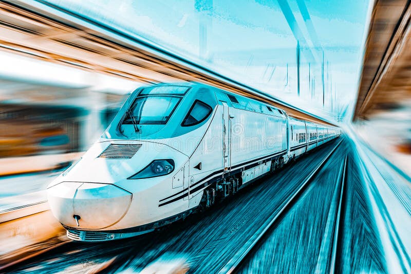 Modern Hi-Speed Passenger Train. Motion Effect Stock Photo - Image of ...