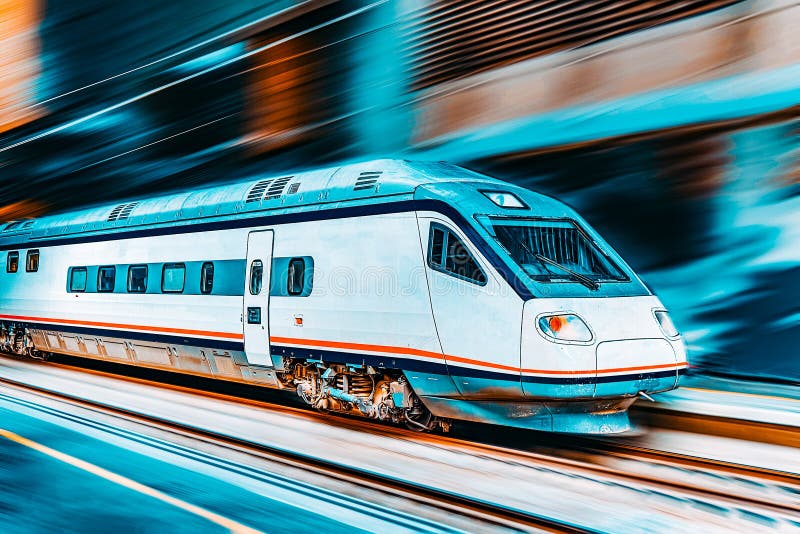 Modern Hi-speed Passenger Train, in Movement Motion Stock Image - Image ...