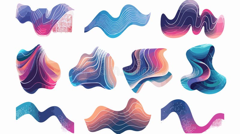 Modern Hi-Tech Blended Wave Patterns for Graphic Design Stock Vector ...